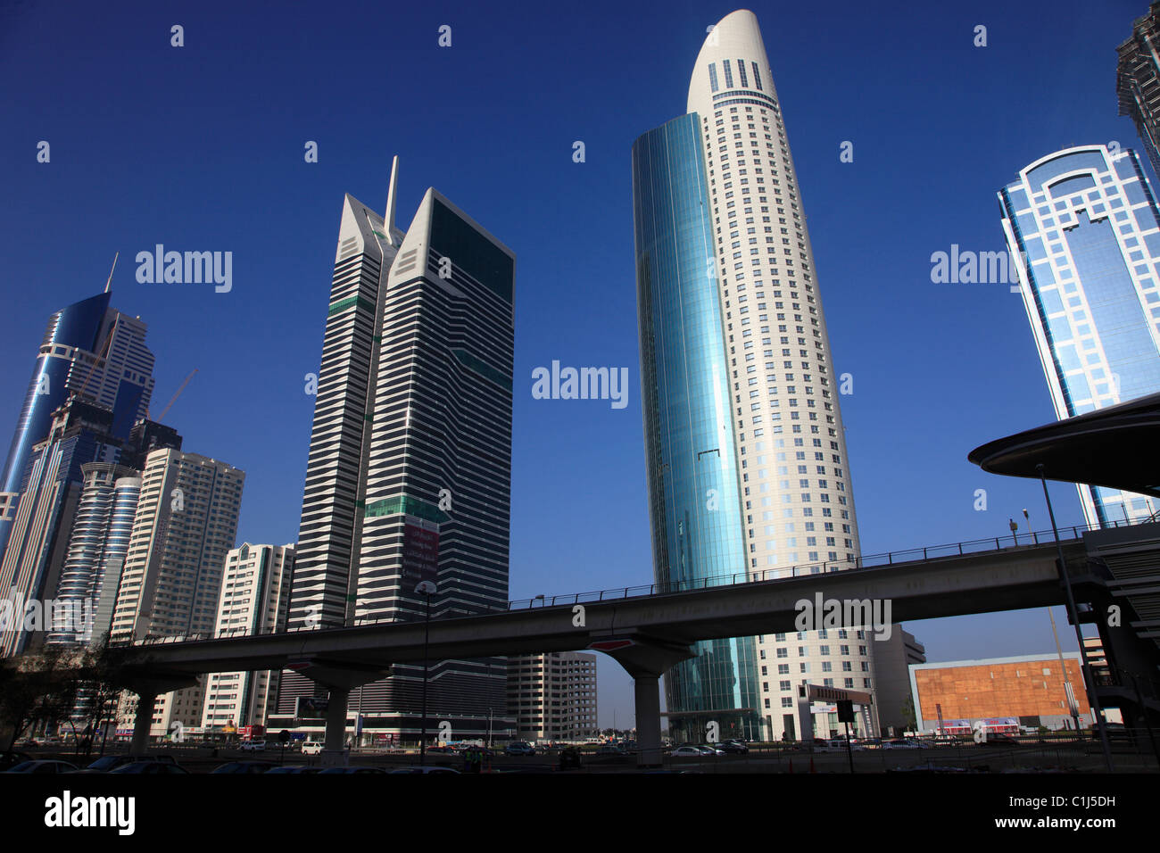 United Arab Emirates, Dubai, Sheikh Zayed Road, skyscrapers Stock Photo ...