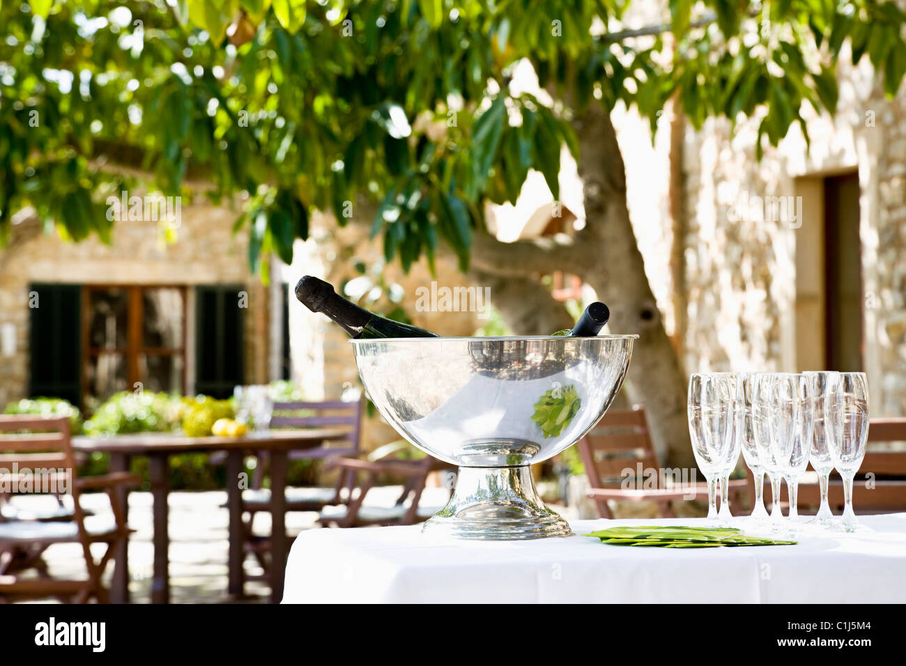 Wine champagne glasses on terrace hi-res stock photography and images ...