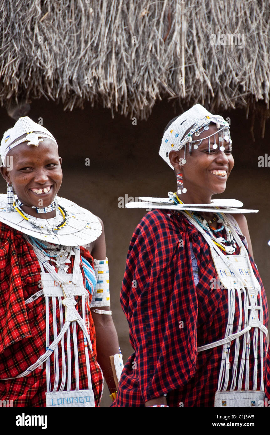 Masai women in a small Masai Village in the Ngorongoro Conservation ...