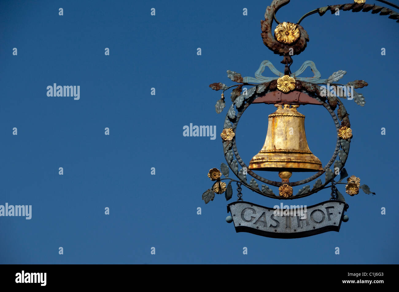 Germany, Rothenburg. Traditional hanging store sign, Gasthof, in ...