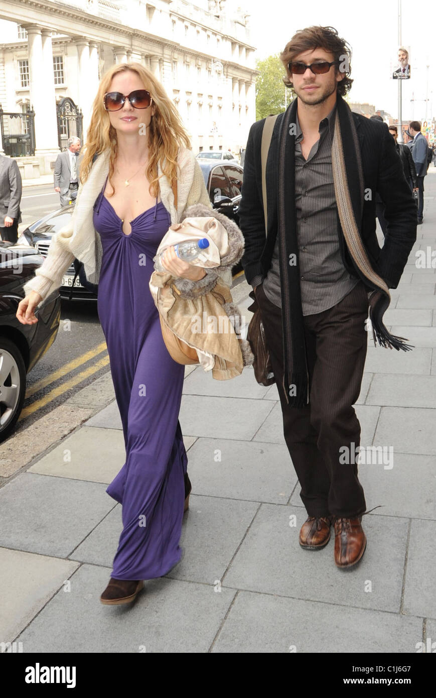 Heather Graham and Yaniv Raz arriving at the the Merrion Hotel to ...