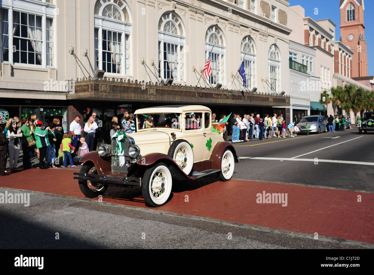 Ford Model A, a 1930's vintage restored car, parading in 2011 St ...