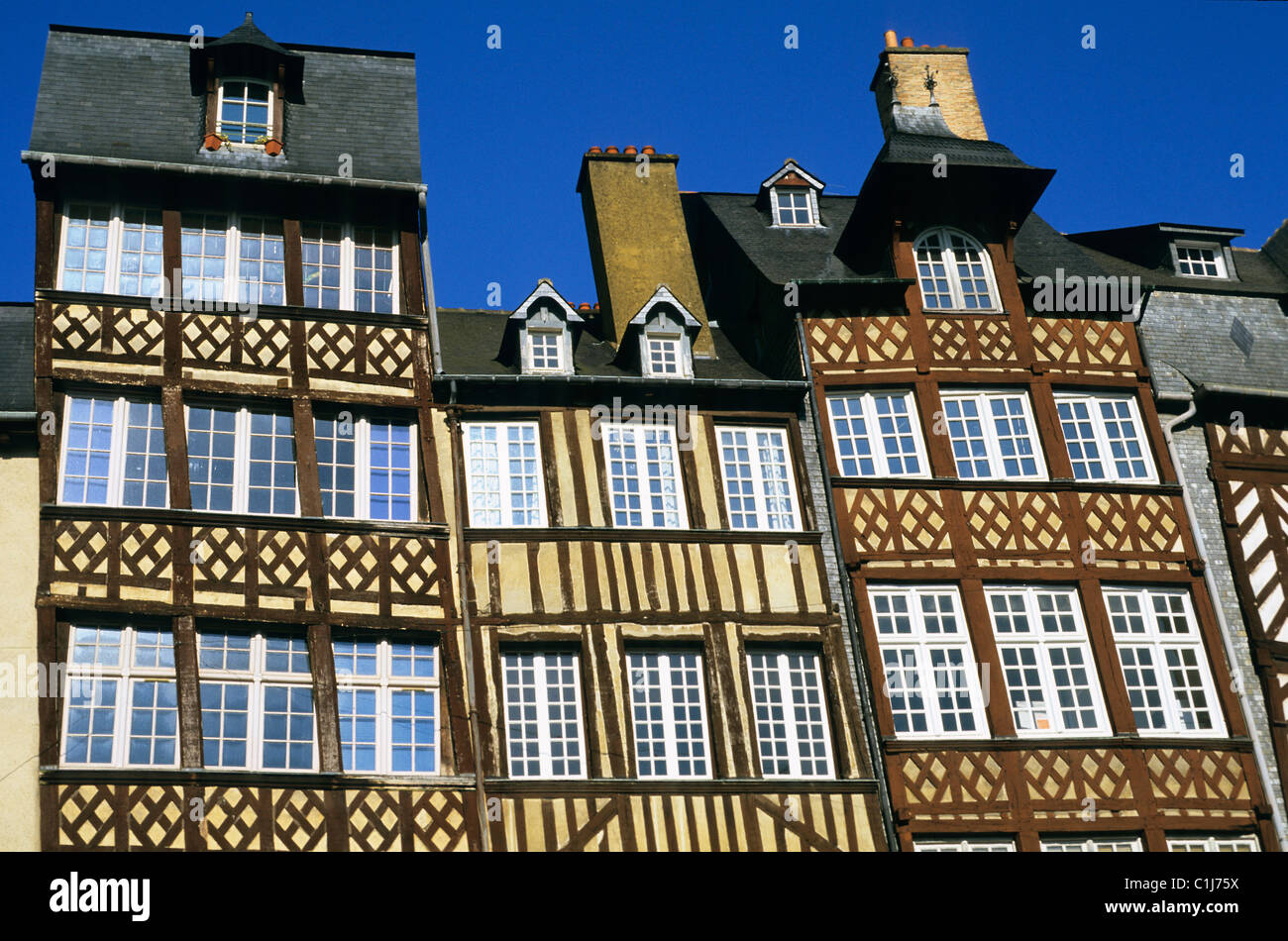 France, Ille et Vilaine, Rennes, the Champ Jacquet square is lined with ...