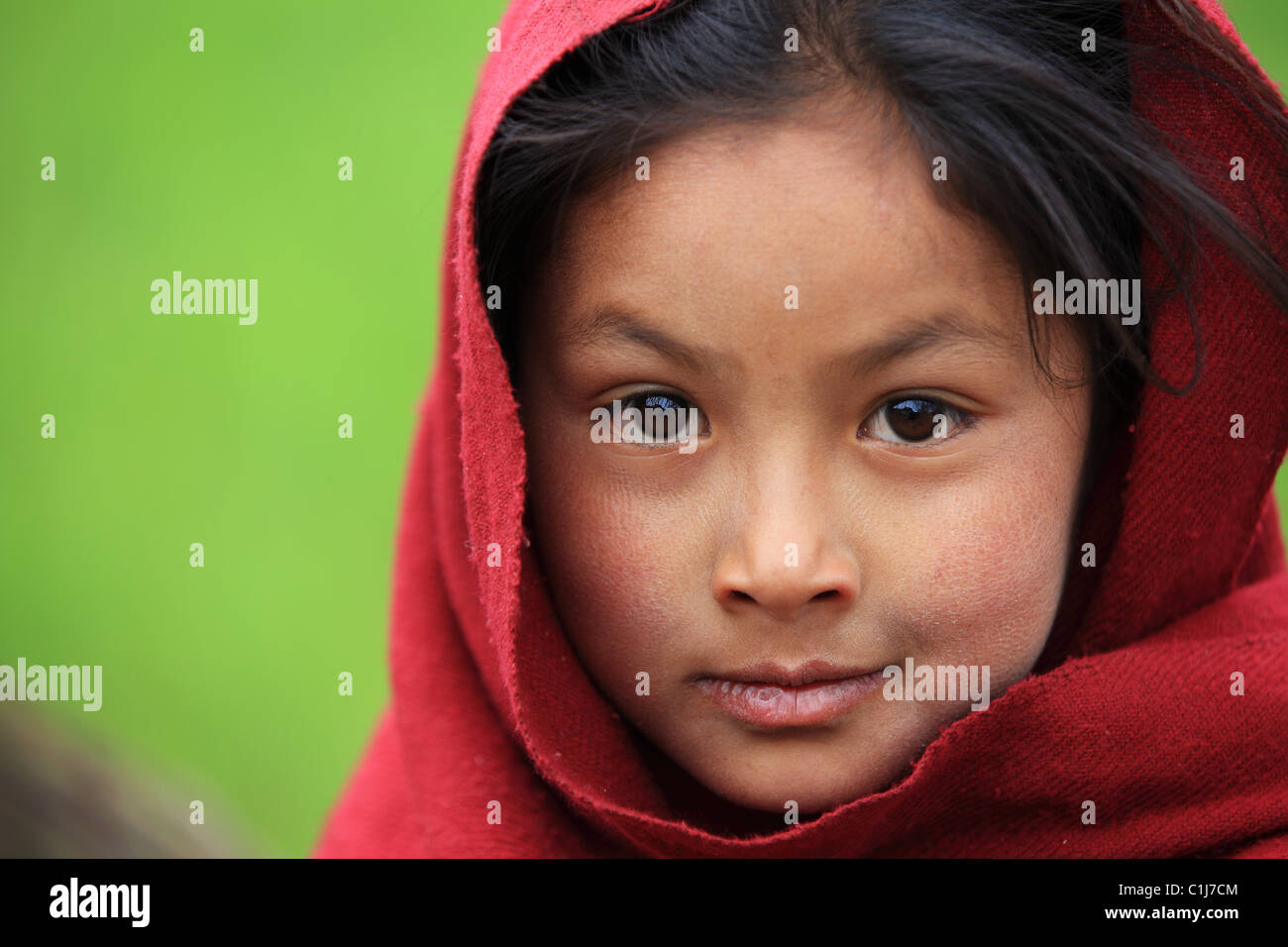 Nepali girl in the hills of Nepal Stock Photo - Alamy