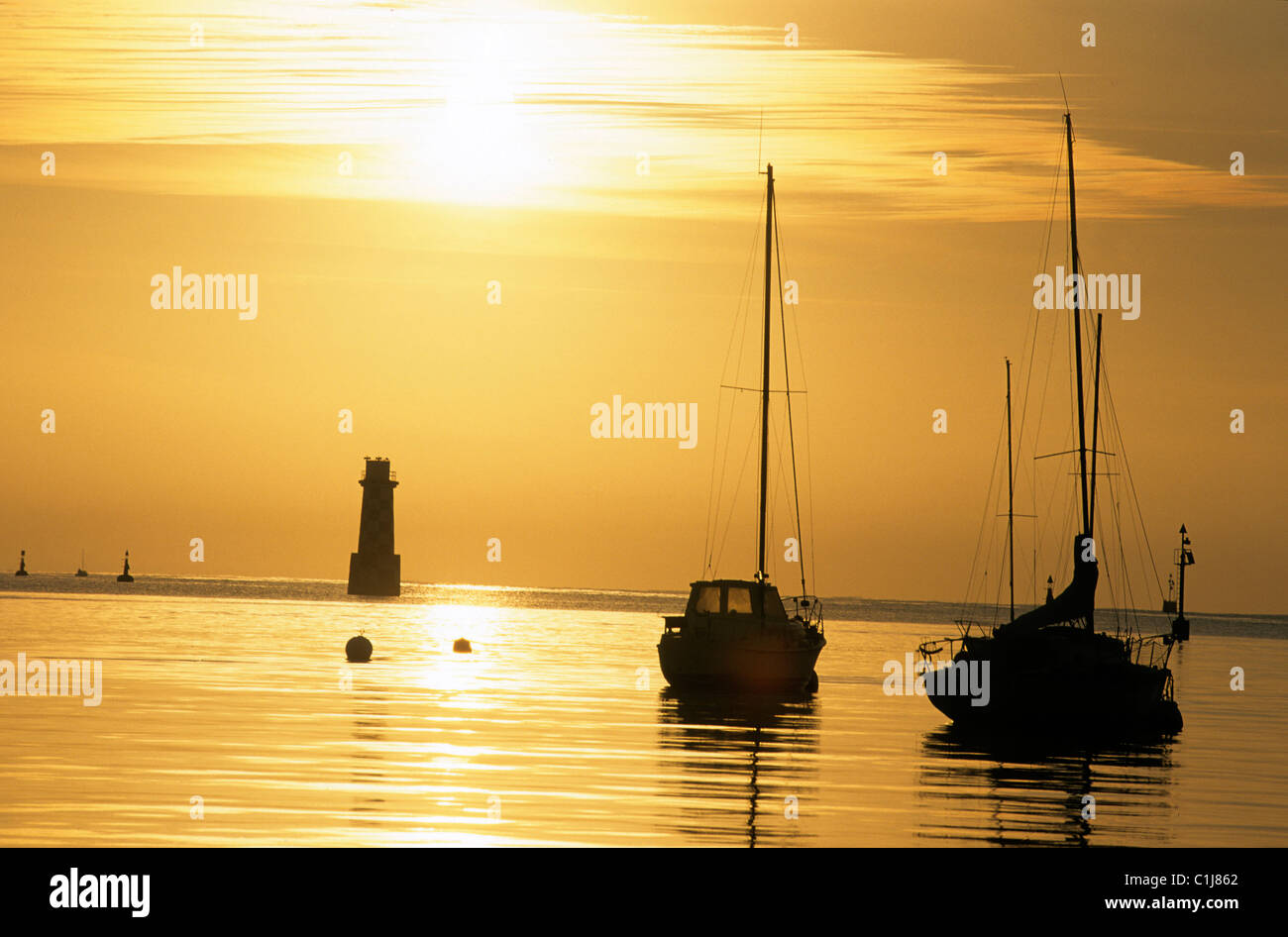 France, Finistere, Tudy Island, Loctudy old lighthouse Stock Photo - Alamy