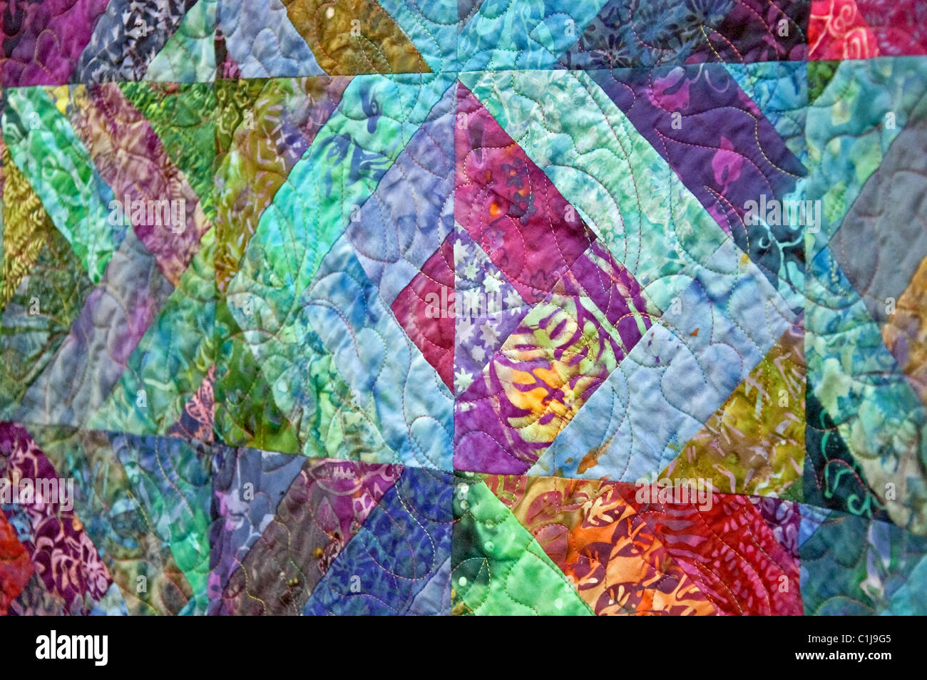 This photo is an abstract quilt in beautiful pastel colors with rich ...