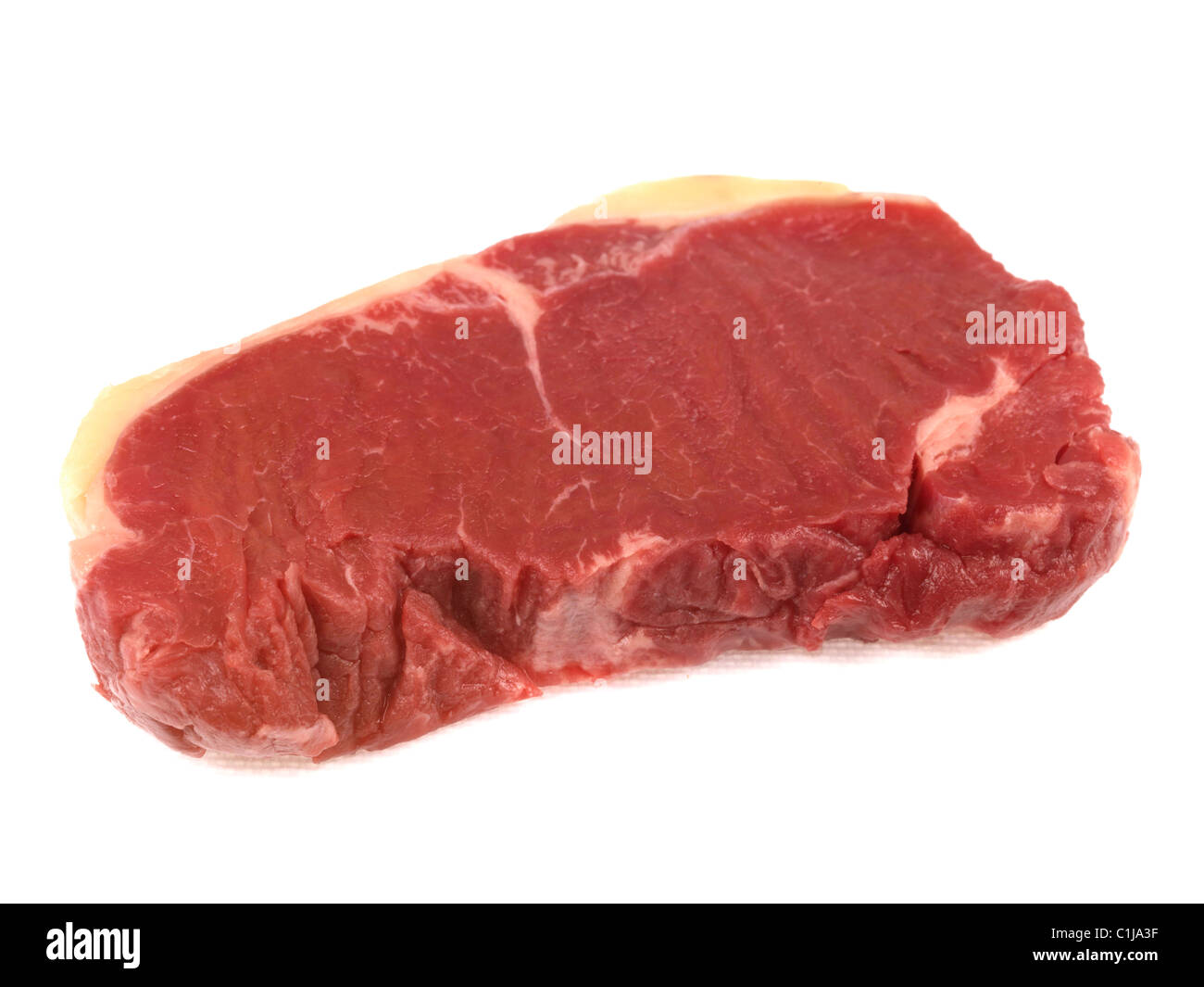 Raw Lean Uncooked Sirloin Steak Meat Against a White Background With No ...