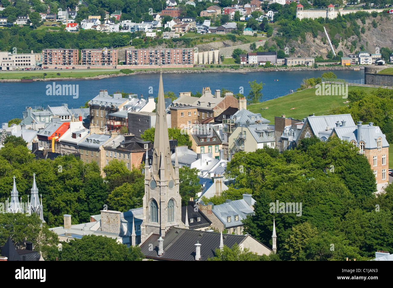 Quebec City, Quebec, Canada. Aerial view of the Old City Stock Photo ...