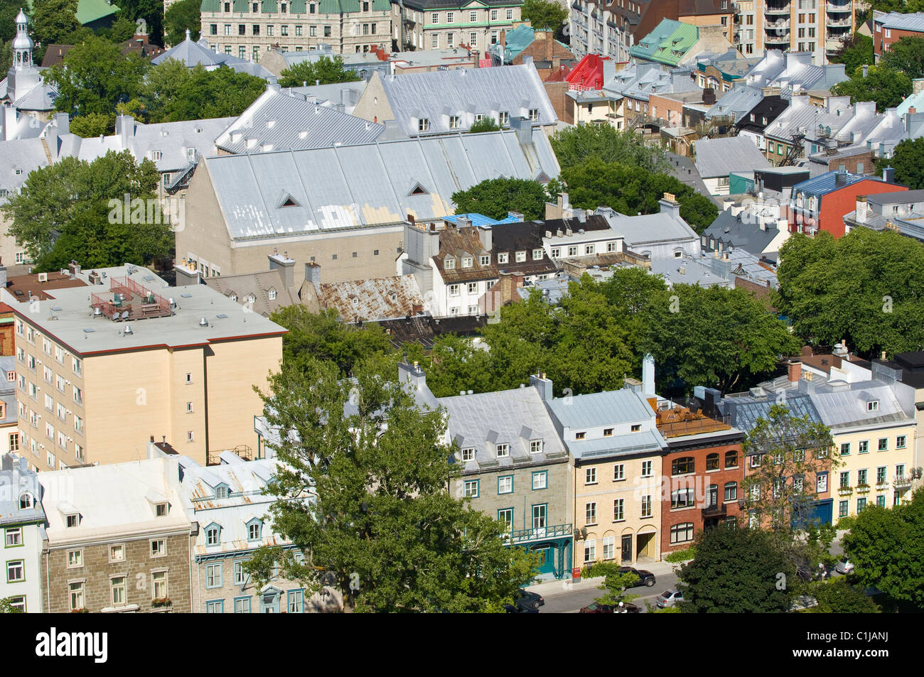 Quebec City, Quebec, Canada. Aerial view of the Old City Stock Photo ...