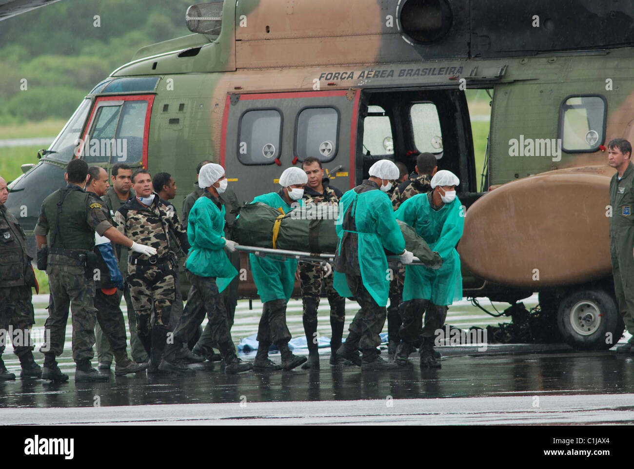 Bodies recovered from the Atlantic Ocean after the aircrash of the ...