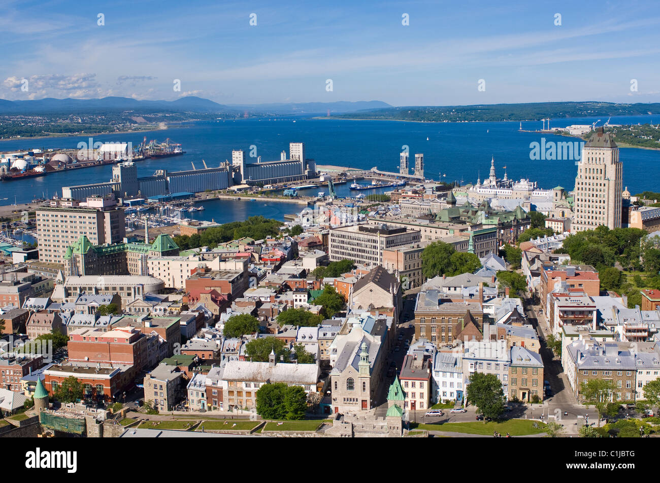 Quebec City, Quebec, Canada. Aerial view of the Old City Stock Photo ...