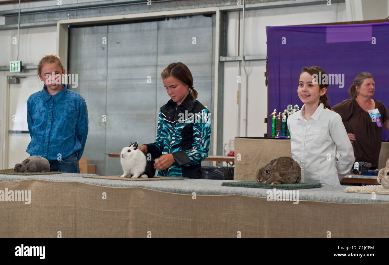 These girls are showing their rabbits at the Linn County fair, held on ...