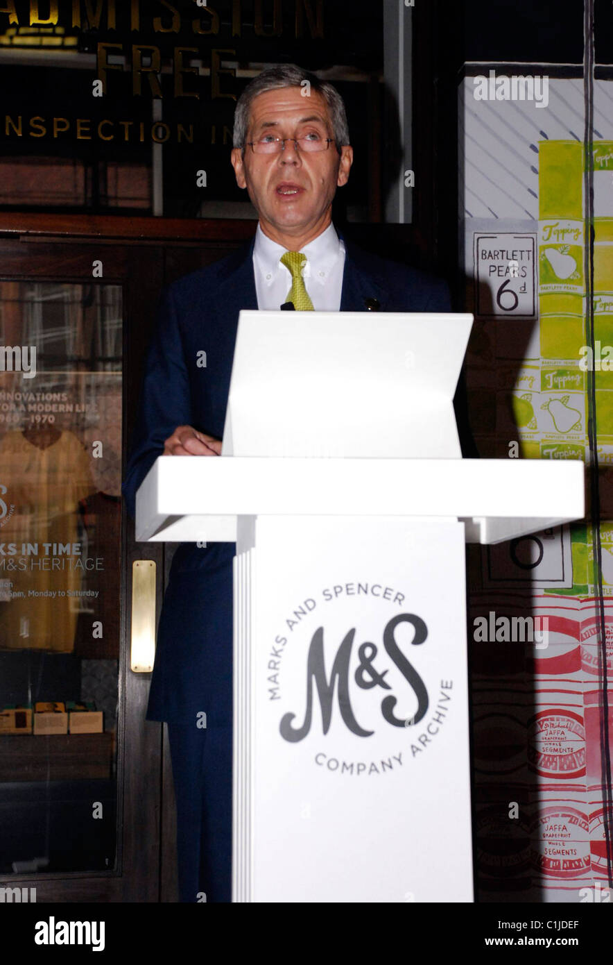 Sir Stuart Rose delivers a speech at the opening of Mark's & Spencer ...