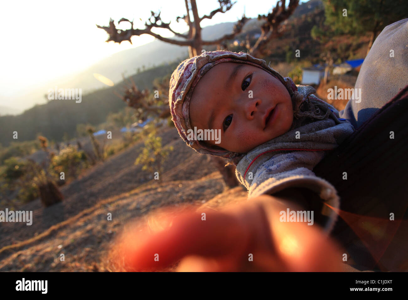 Nepali Boy in the Nepali Himalaya Stock Photo - Alamy