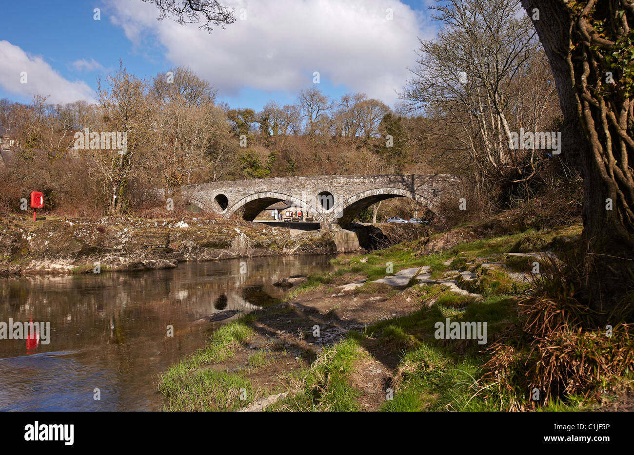 Ancient Bridge over the river Teifi, Cenarth, Cardigan, Wales, UK Stock ...