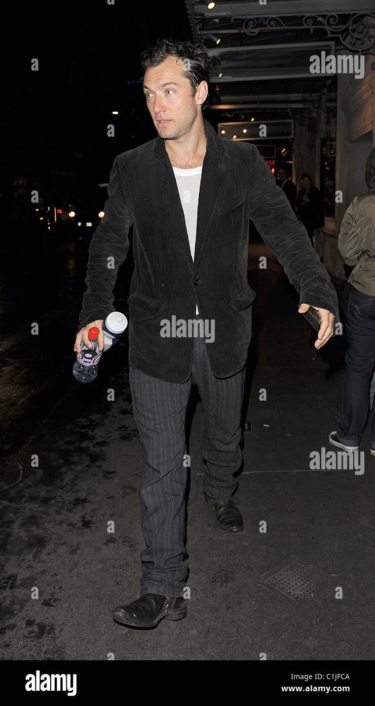 Jude Law leaving Wyndham's Theatre, having performed in a new production of 'Hamlet'. Jude was ...