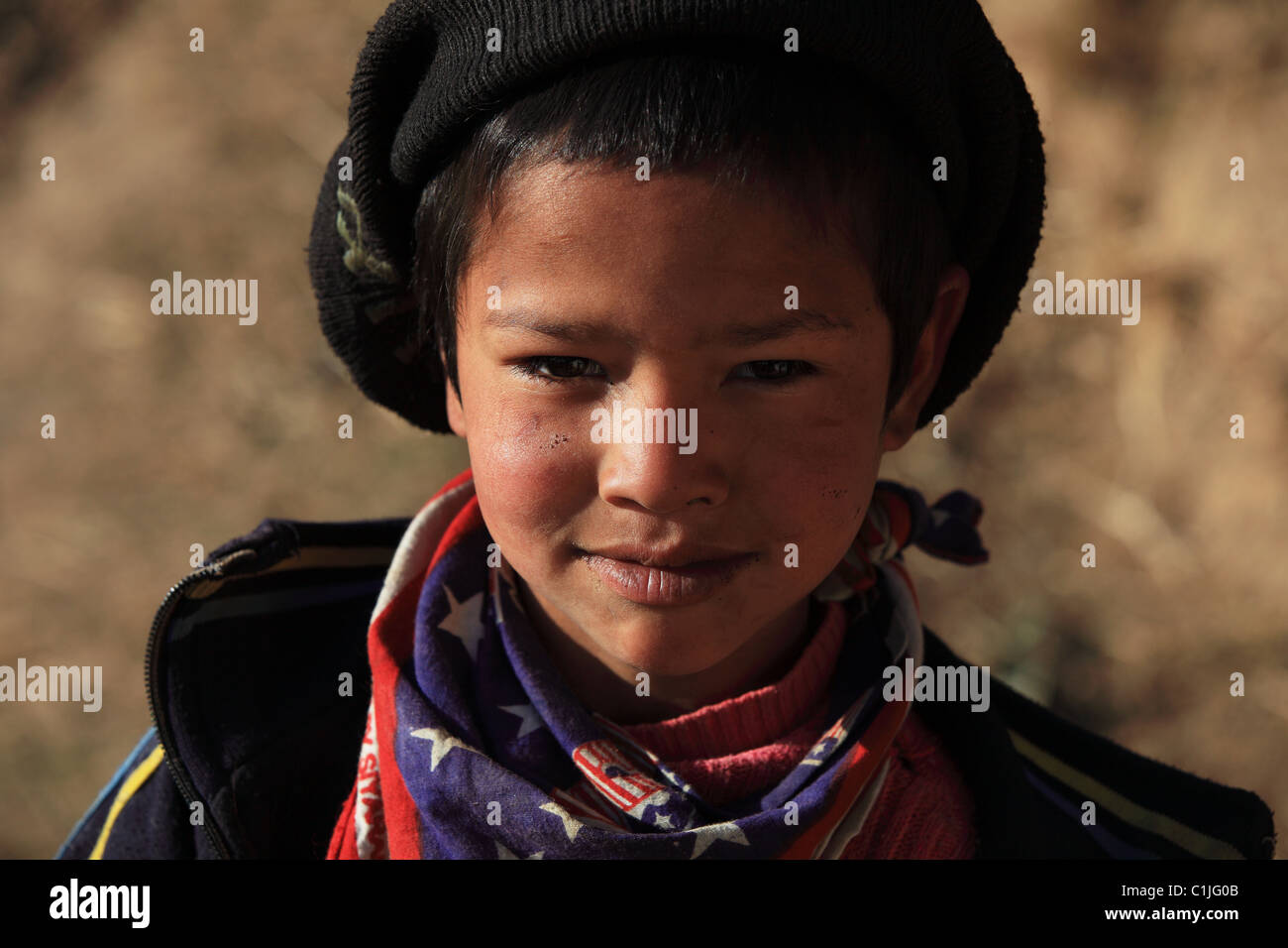 Nepali Boy in the Nepali Himalaya Stock Photo - Alamy