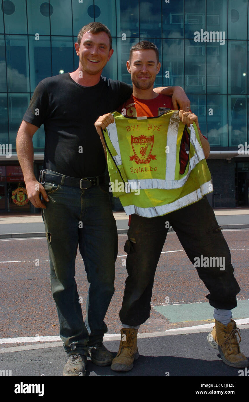 Liverpool supporters Paul Cleary and Gary Steele are happy to see ...