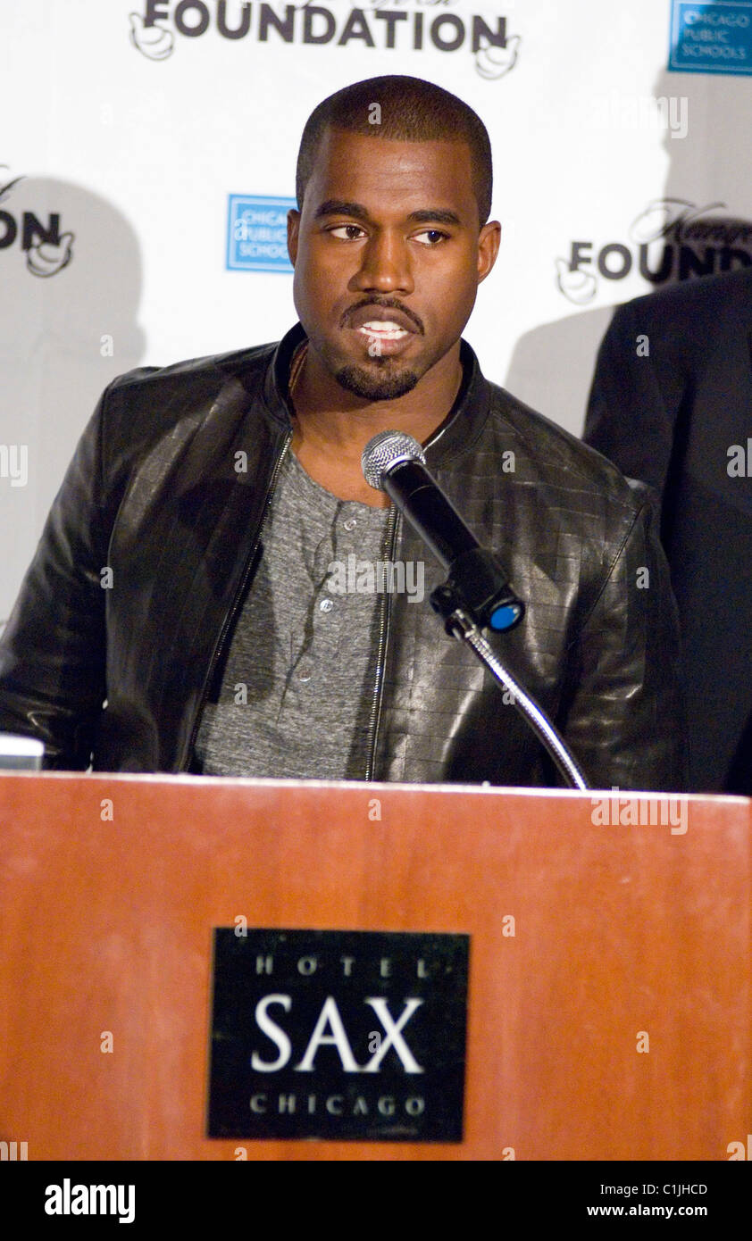 Kanye West Press Conference for Kanye West Foundation held at the Sax ...