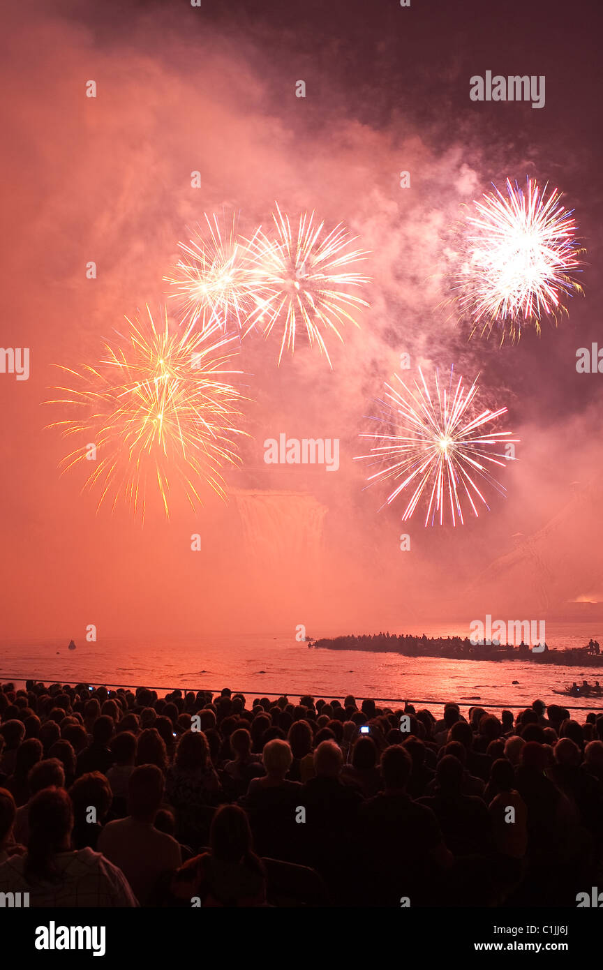 Quebec City, Quebec, Canada. Fireworks display at Parc de la Chute ...