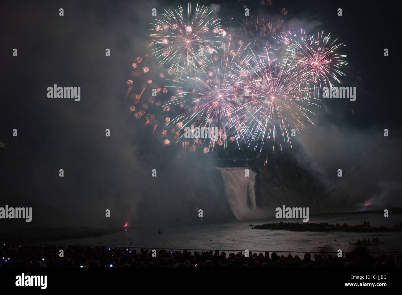 Quebec City, Quebec, Canada. Fireworks display at Parc de la Chute ...