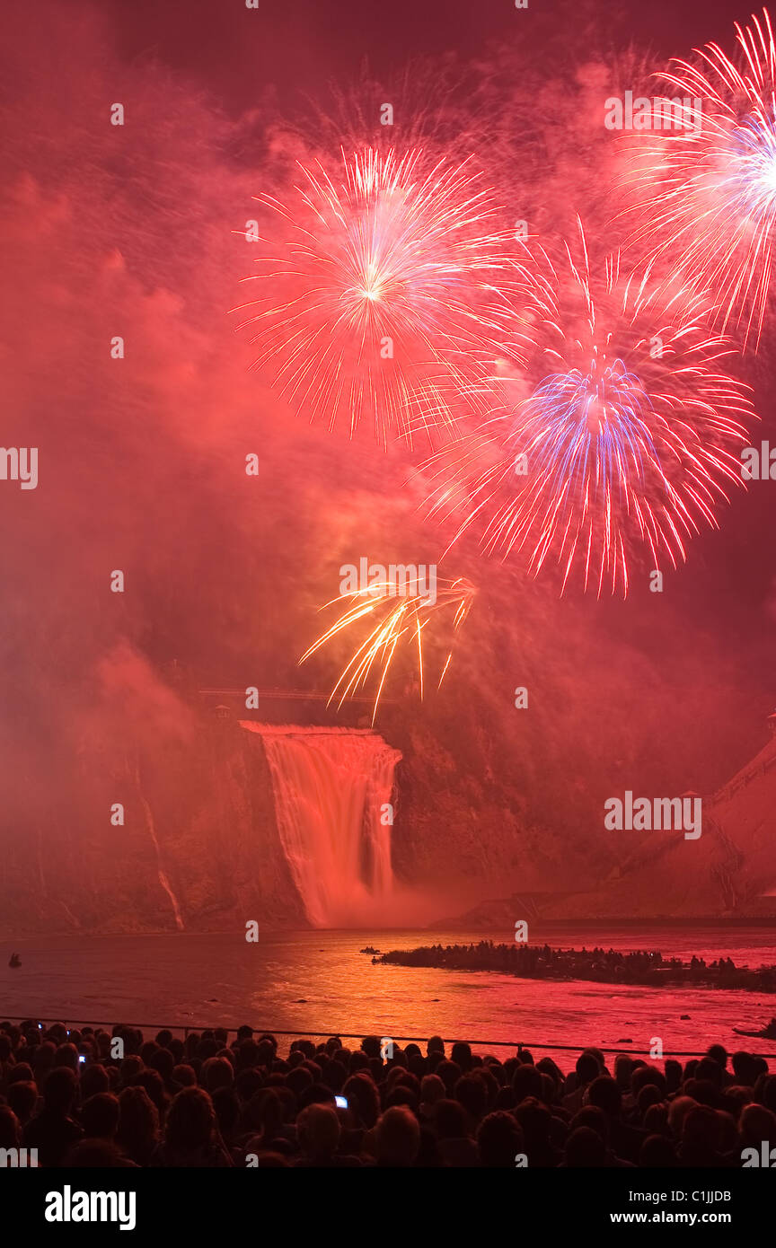 Quebec City, Quebec, Canada. Fireworks display at Parc de la Chute ...