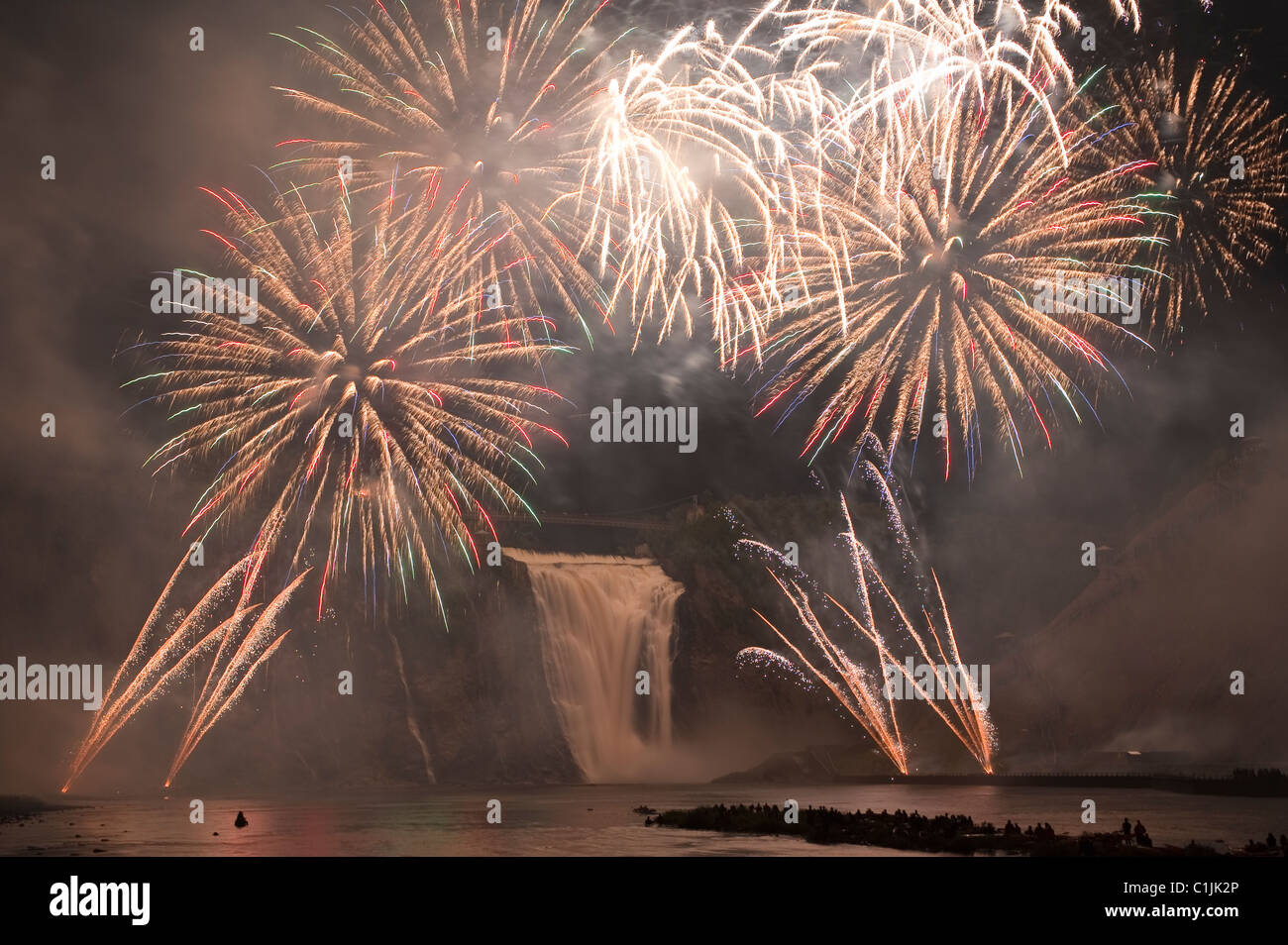 Quebec City, Quebec, Canada. Fireworks display at Parc de la Chute ...
