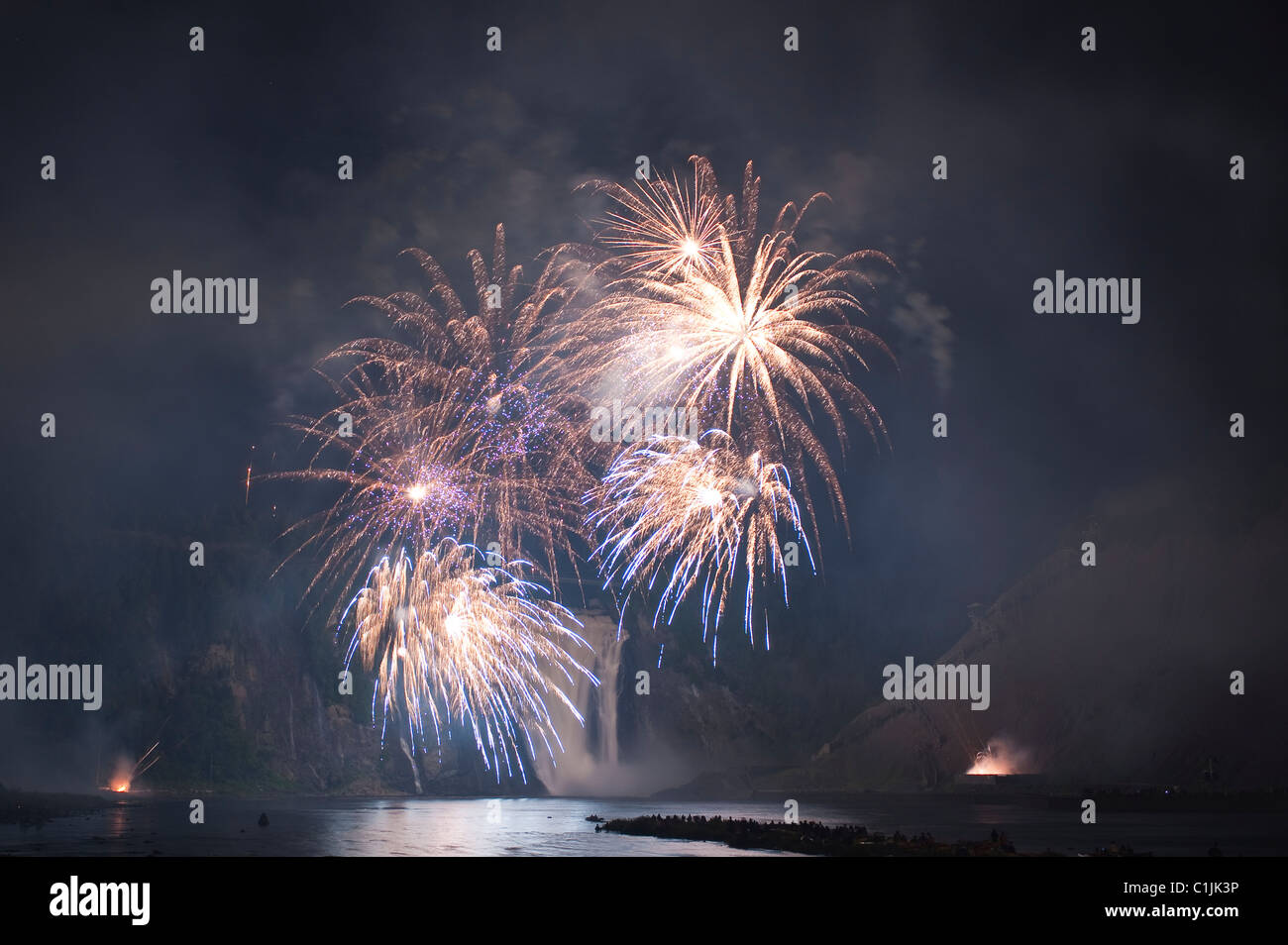 Quebec City, Quebec, Canada. Fireworks display at Parc de la Chute ...