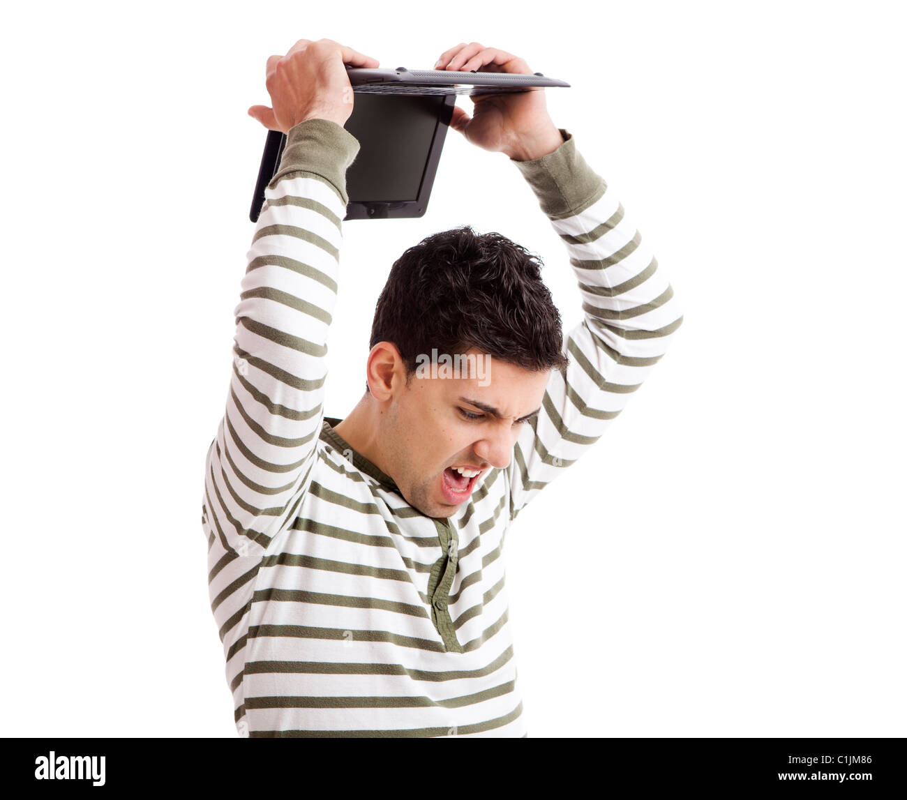 Laptop one person anger hi-res stock photography and images - Alamy