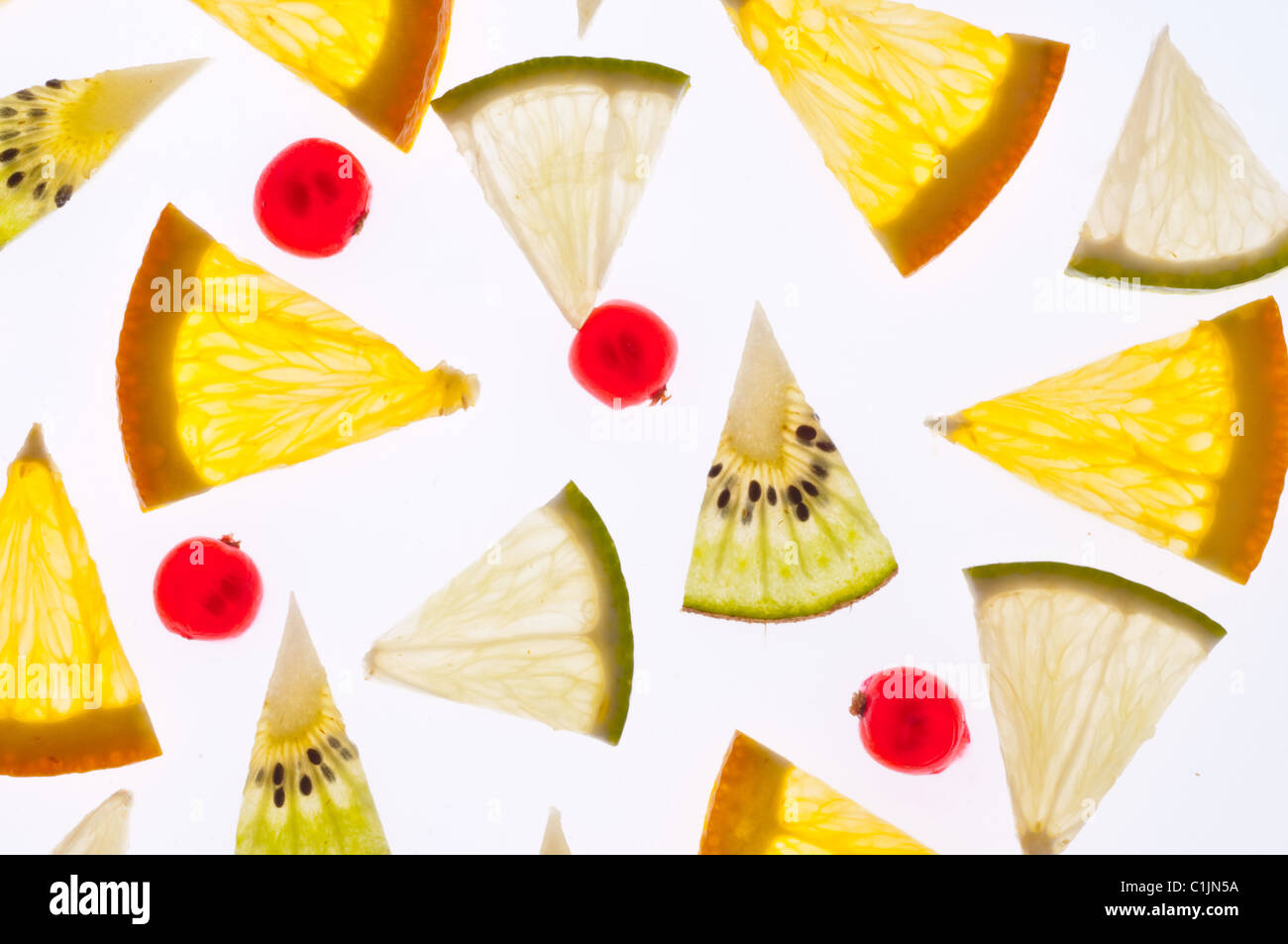 set of different fruits slices Stock Photo - Alamy