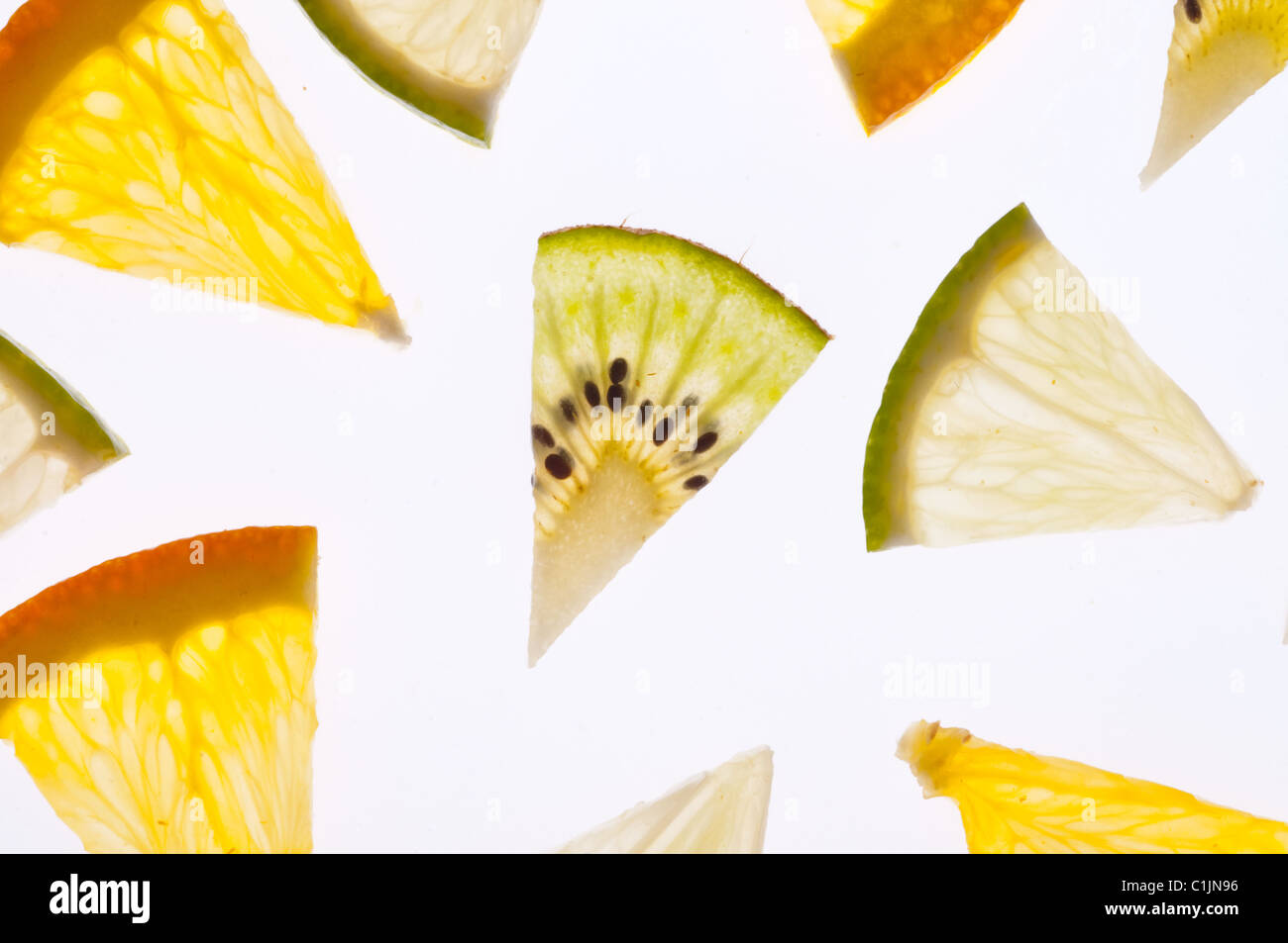 set of different fruits slices Stock Photo - Alamy