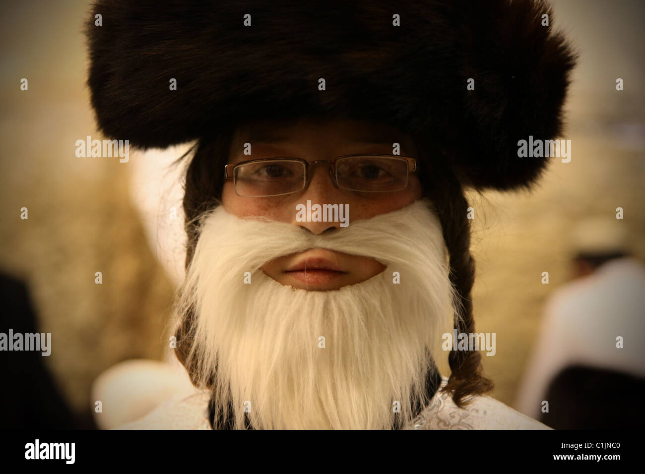 An Ultra Orthodox Jew wearing costume during Purim festival in the ...