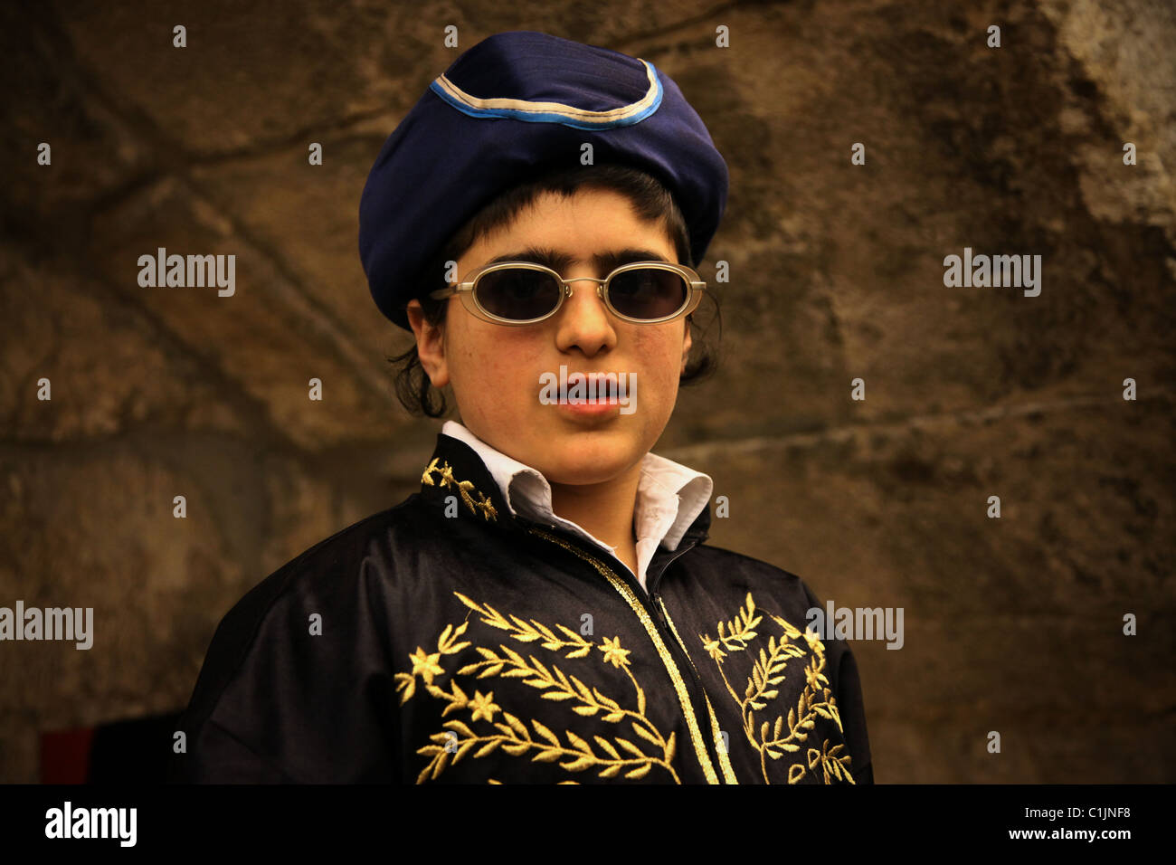 An Ultra Orthodox Jew wearing costume during Purim festival in the ...