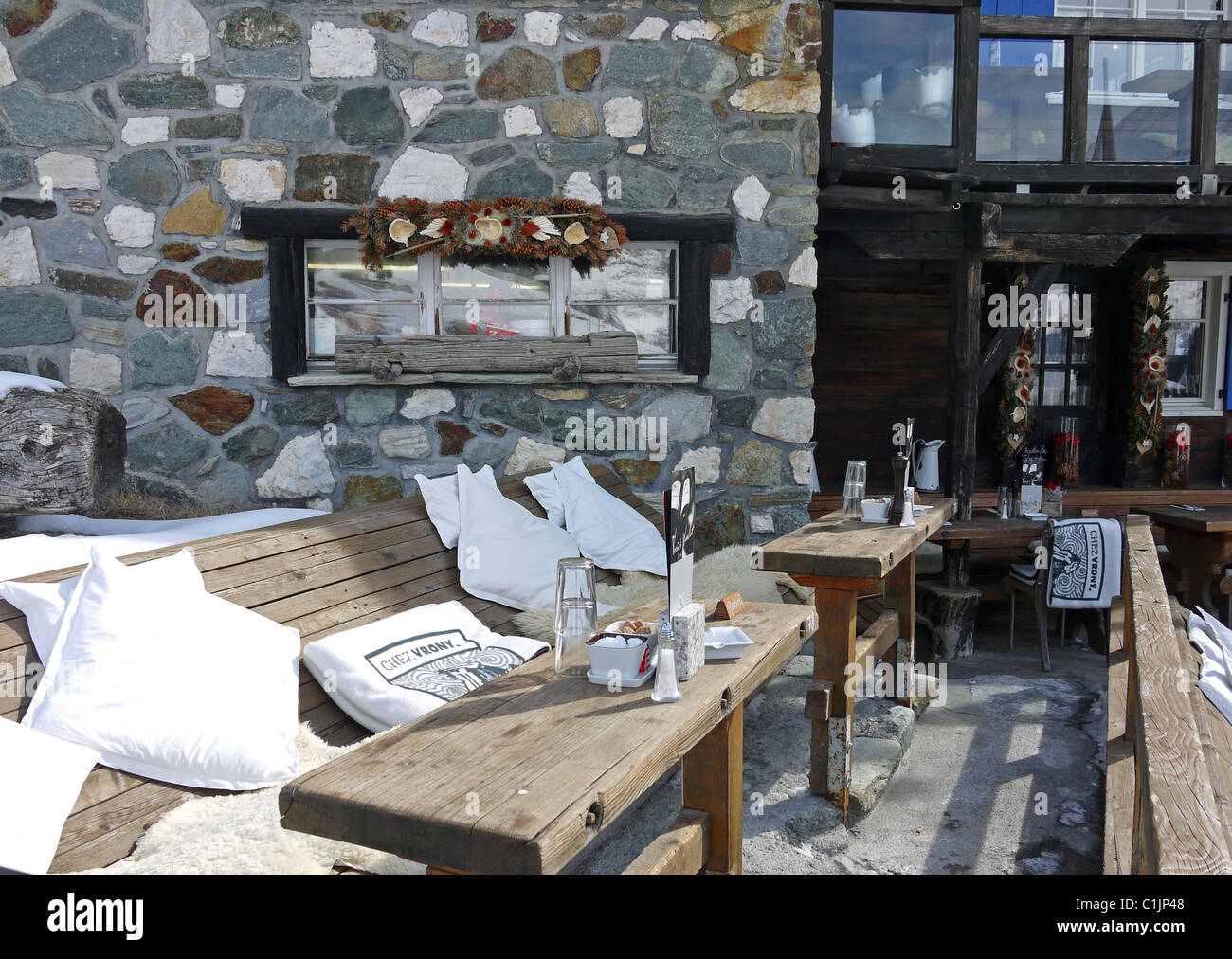 Restaurant Chez Vrony, Zermatt, Switzerland Stock Photo - Alamy