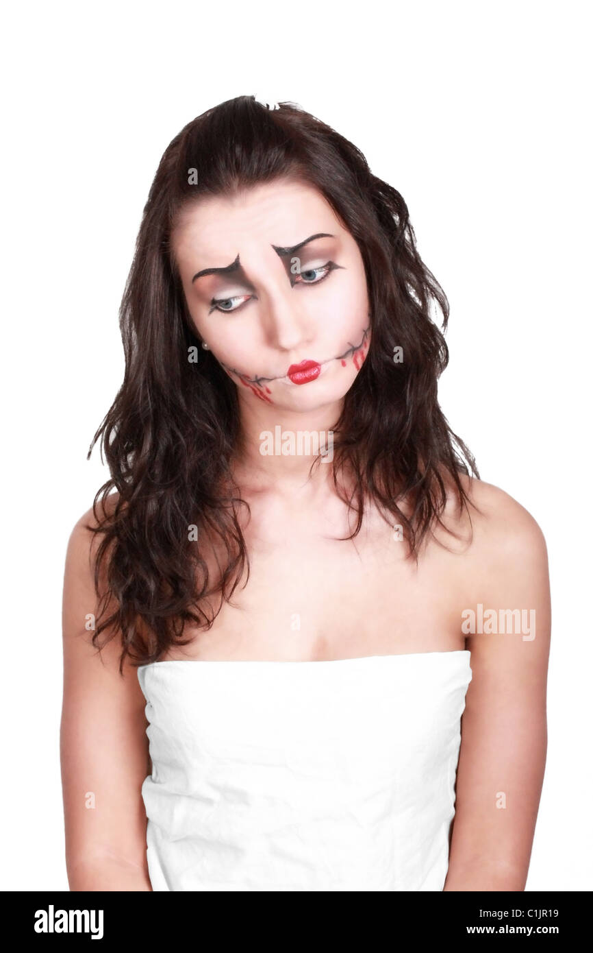 Girl with creative helloween make-up of dead bride, portrait Stock ...