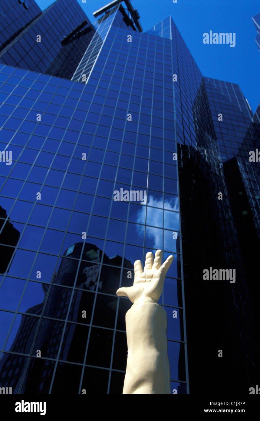 Canada, Montreal, Illuminated crowd, sculpture by Raymond Mason Stock ...