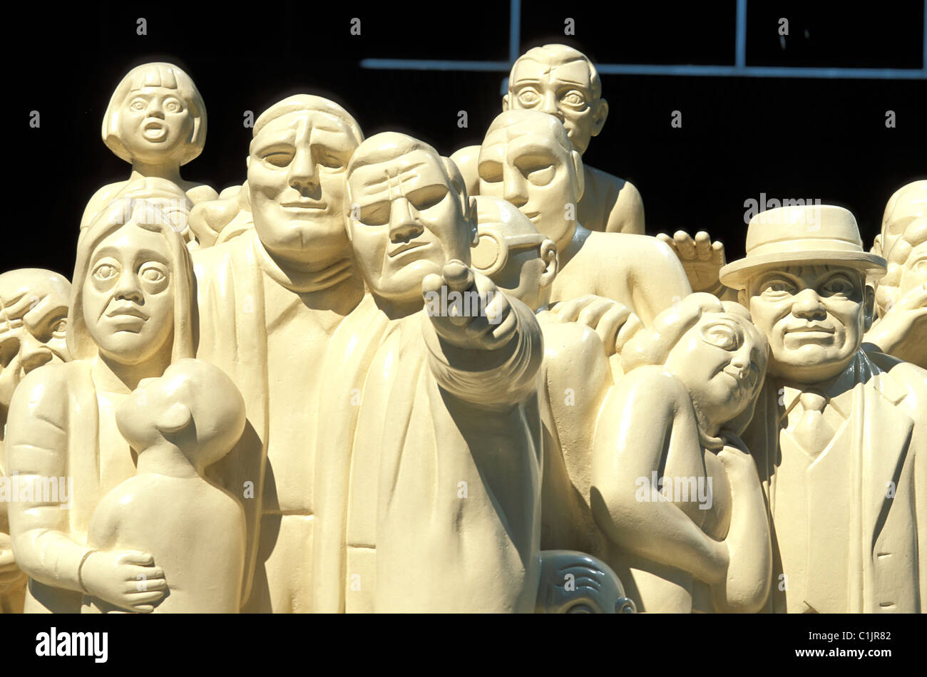 Canada, Montreal, Illuminated crowd, sculpture by Raymond Mason Stock ... Canada, Montreal, Illuminated crowd, sculpture by Raymond Mason Stock ...