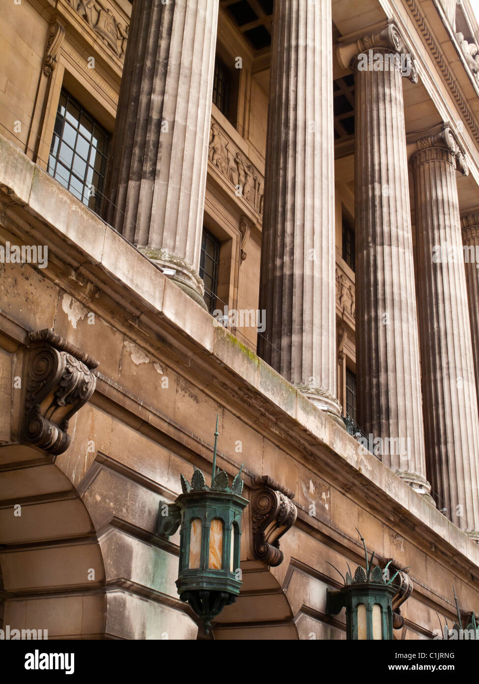 Detail of columns on Market Square facade of Nottingham Council House ...