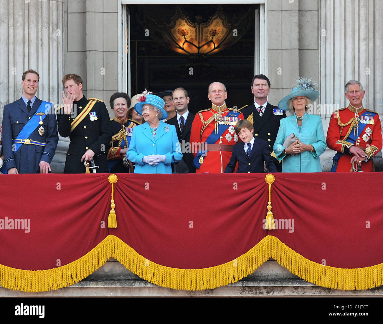 Queen Elizabeth II and Prince Philip watch the RAF Fly-past at the ...