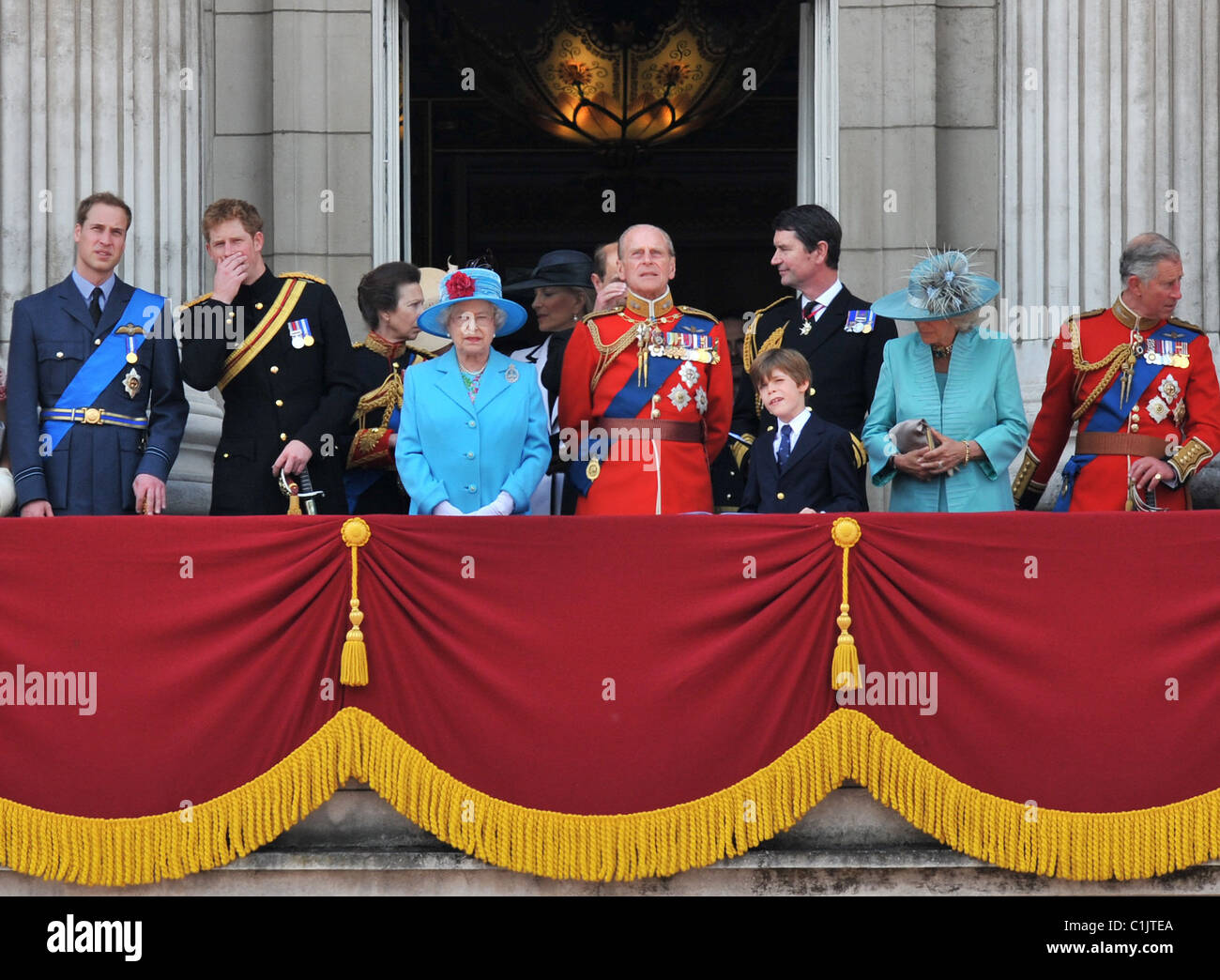 Queen Elizabeth II and Prince Philip watch the RAF Fly-past at the ...