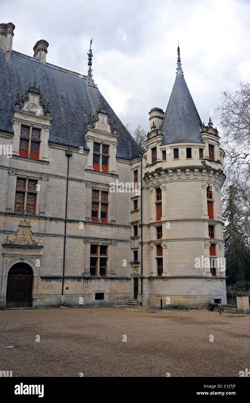 The Chateau of Azay-le-Rideau castle,Indre river valley,Loire valley ...