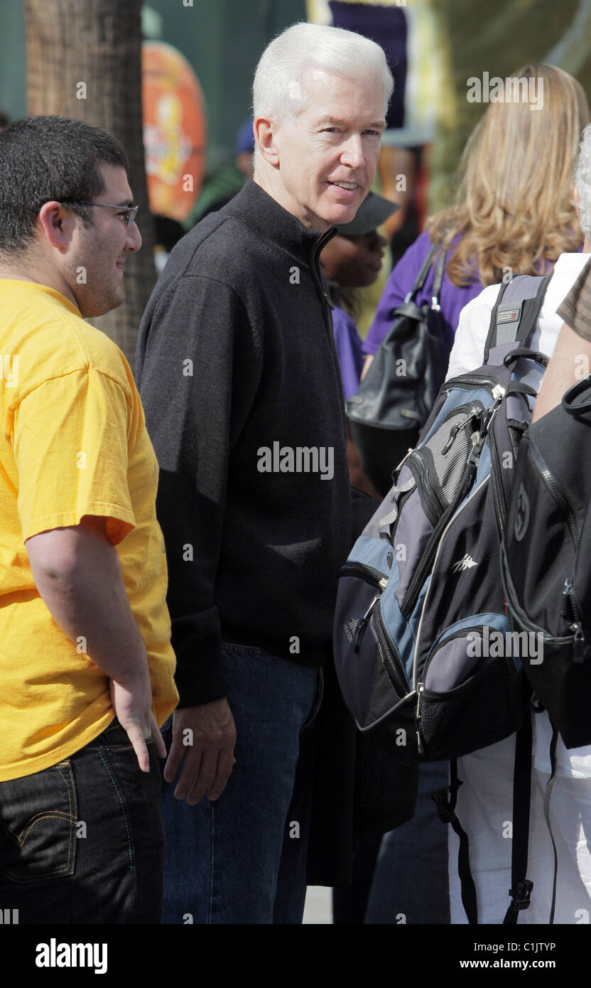 Grey Davis arrives for the first game of the NBA National Championship ...