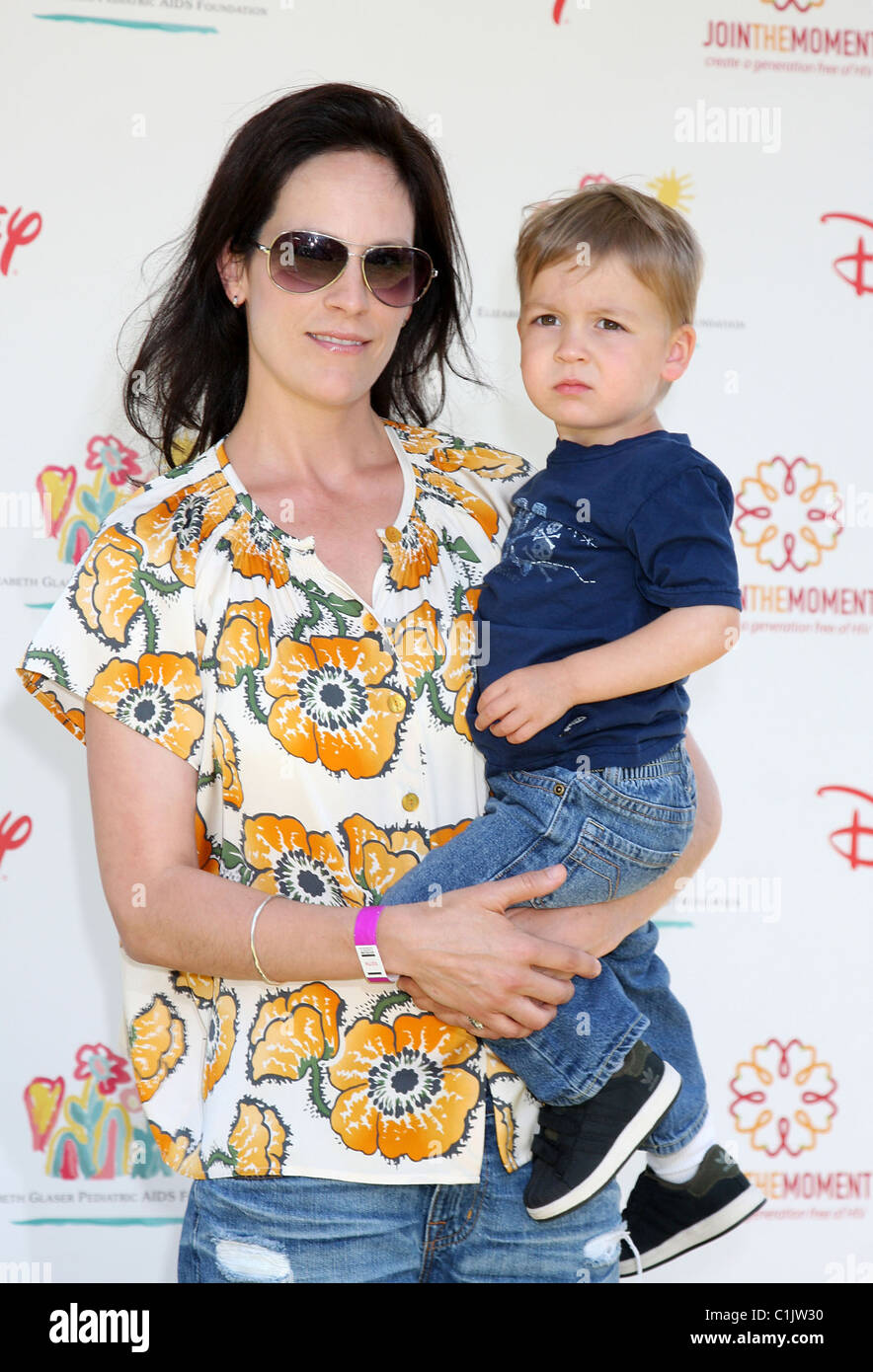 Annabeth Gish with her son Cash Alexander Allen Elizabeth Glaser ...
