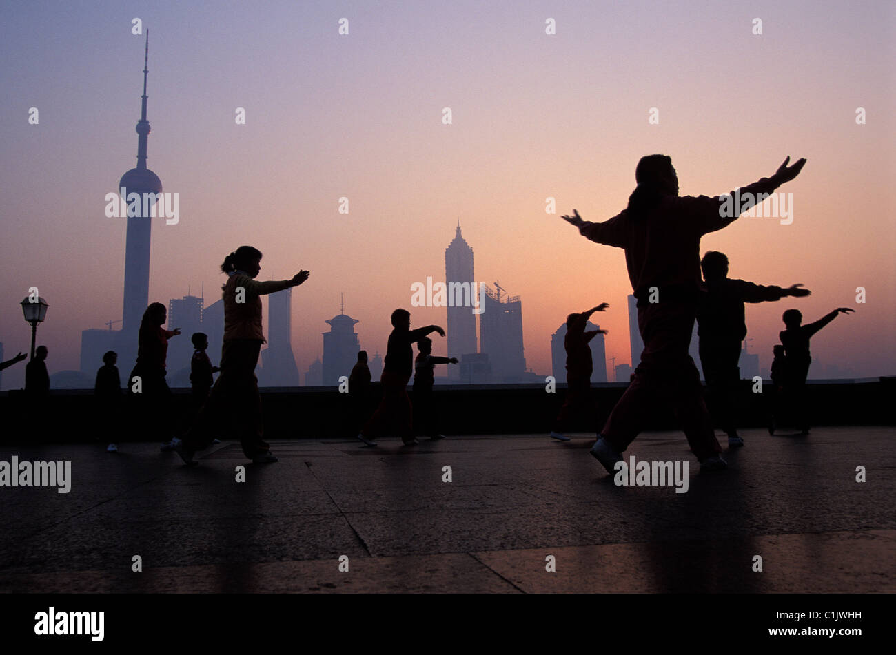 China, Shanghai, early morning exercise on the Bund Stock Photo - Alamy
