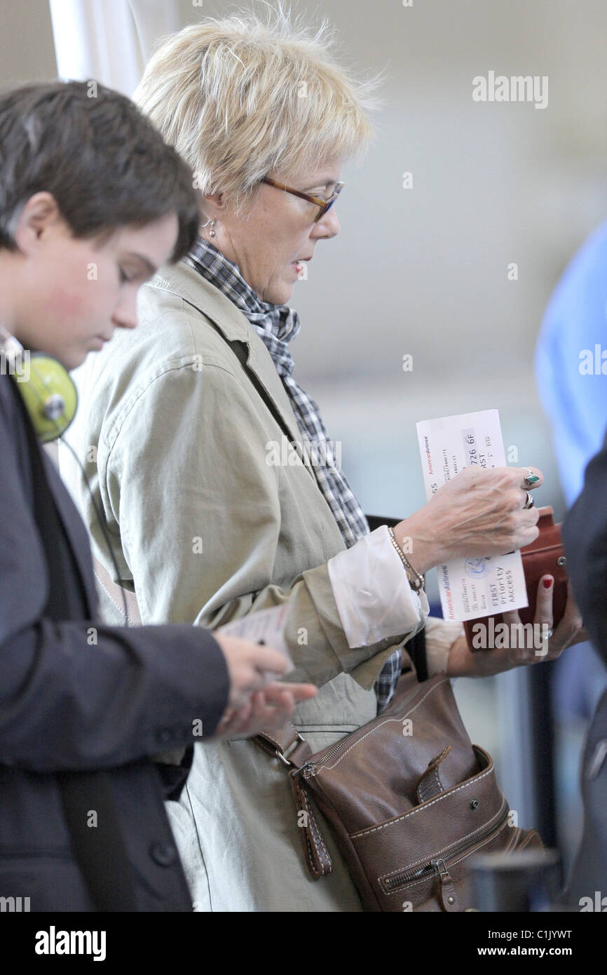 Annette Bening and her son Benjamin Bening arrives at LAX to catch a ...