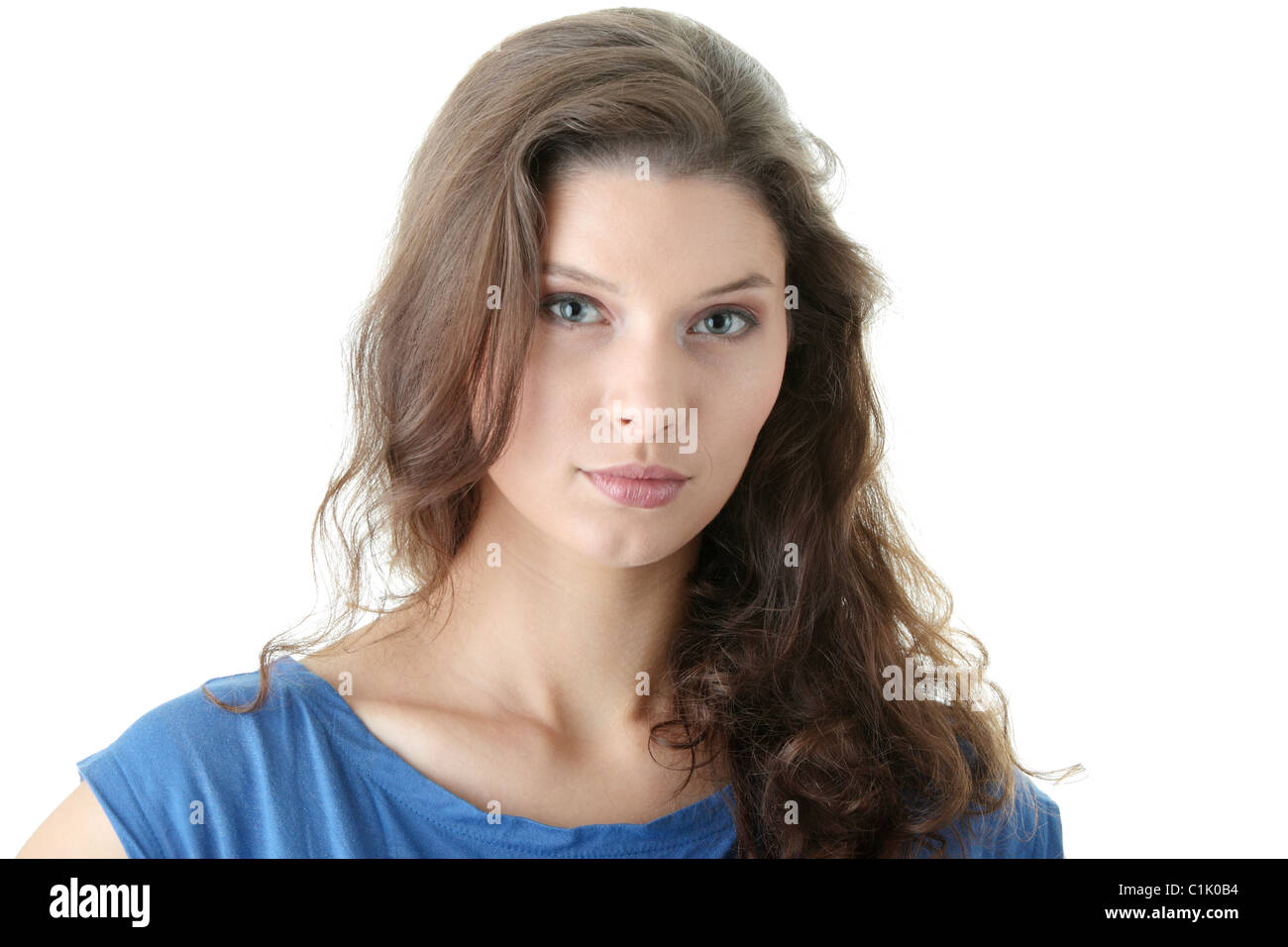 Beautiful woman standing isolated on white background Stock Photo - Alamy