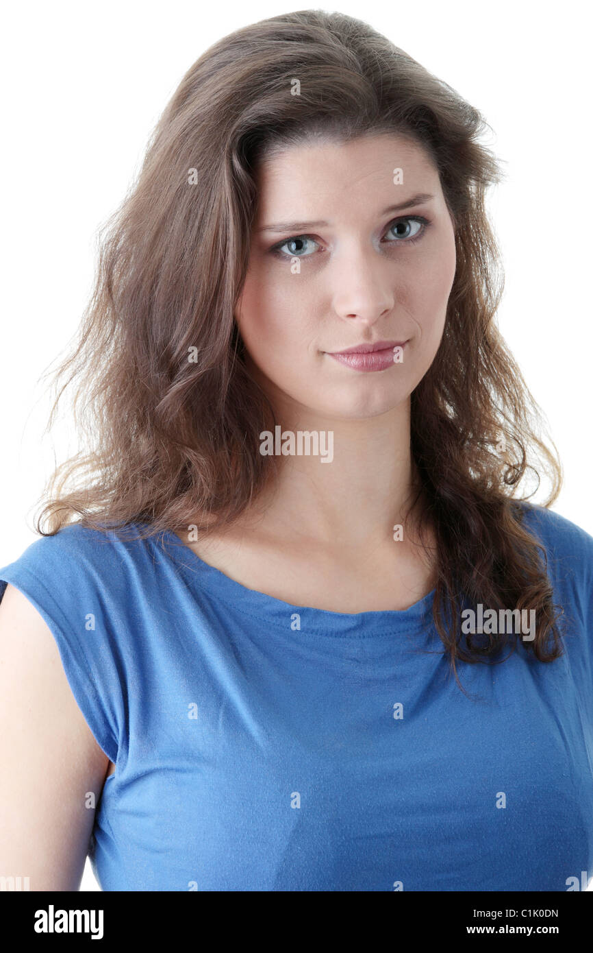 Beautiful woman standing isolated on white background Stock Photo - Alamy