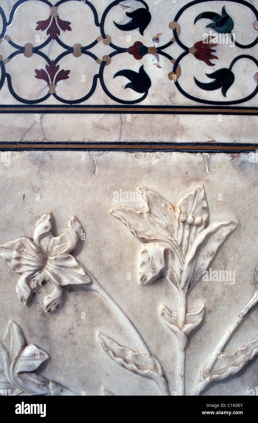 India, Uttar Pradesh, Agra, Taj Mahal, bas-relief Stock Photo - Alamy