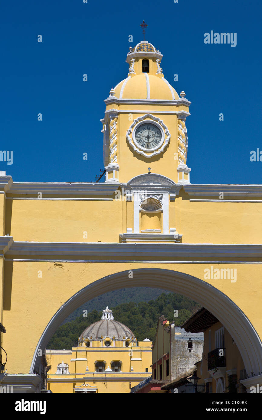 Clock Tower and arch, Antigua, Guatemala Stock Photo - Alamy