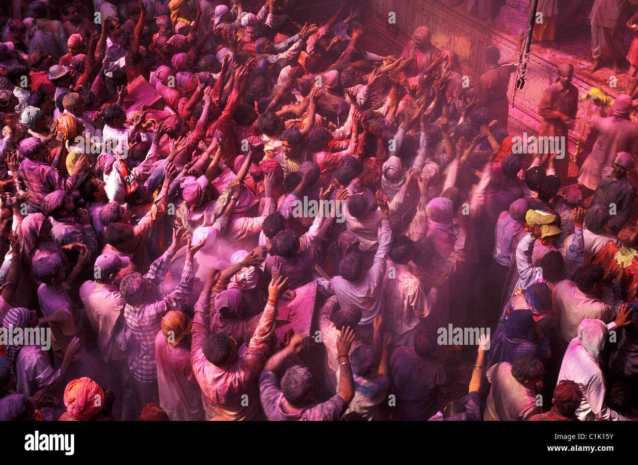 India, Uttar Pradesh, Holi celebration Stock Photo - Alamy